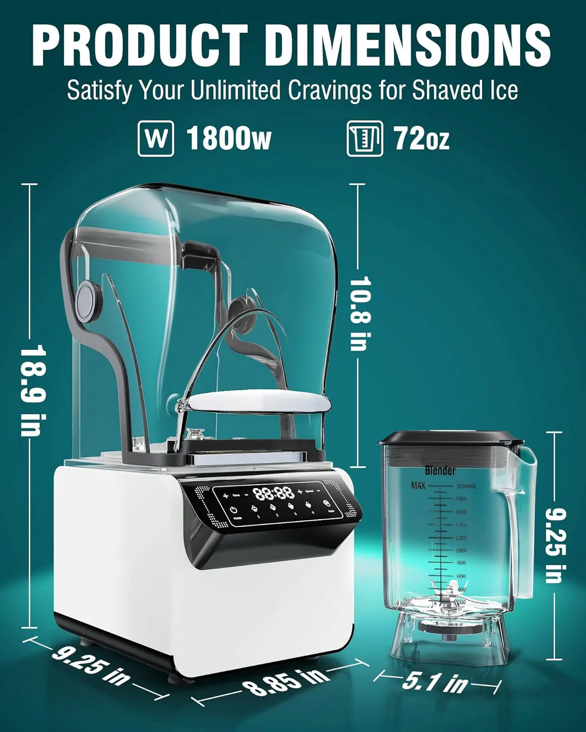 Professional Low-noise Ice Mixer With Muffler Hood 1800 Watts ...