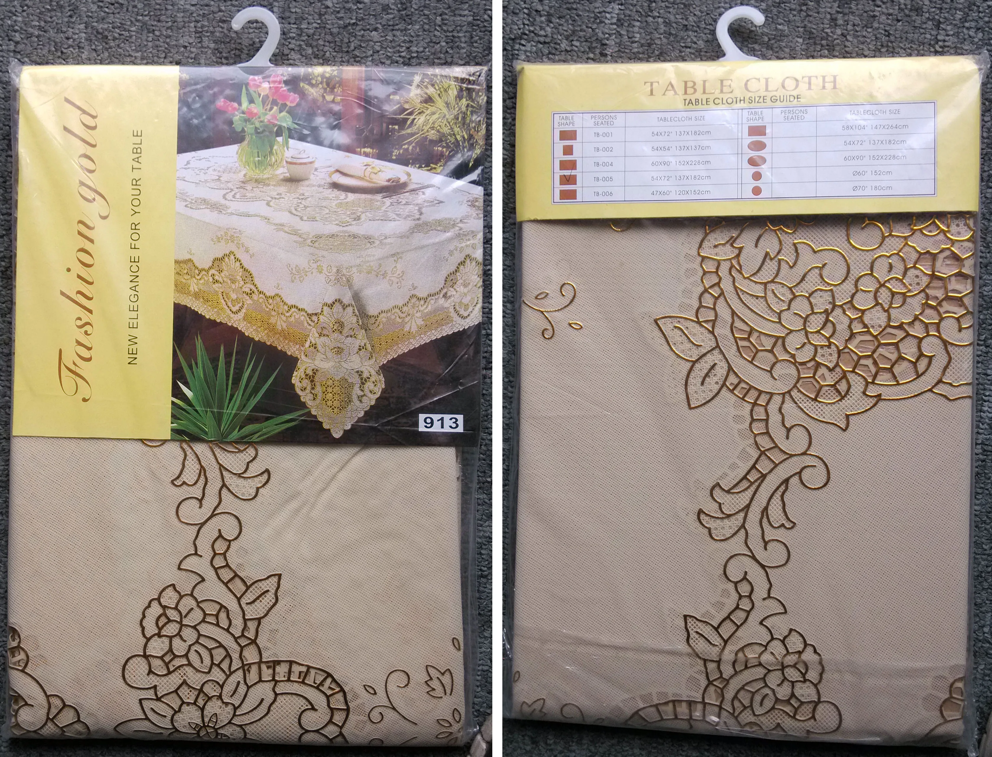 Pvc Lace With Gold Round Table Cloth Table Runner - Buy Gold Lace ...