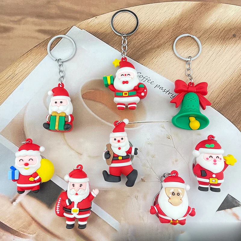 Cartoon Santa Doll Christmas Decorations Key Chain Cute Snowman Key ...