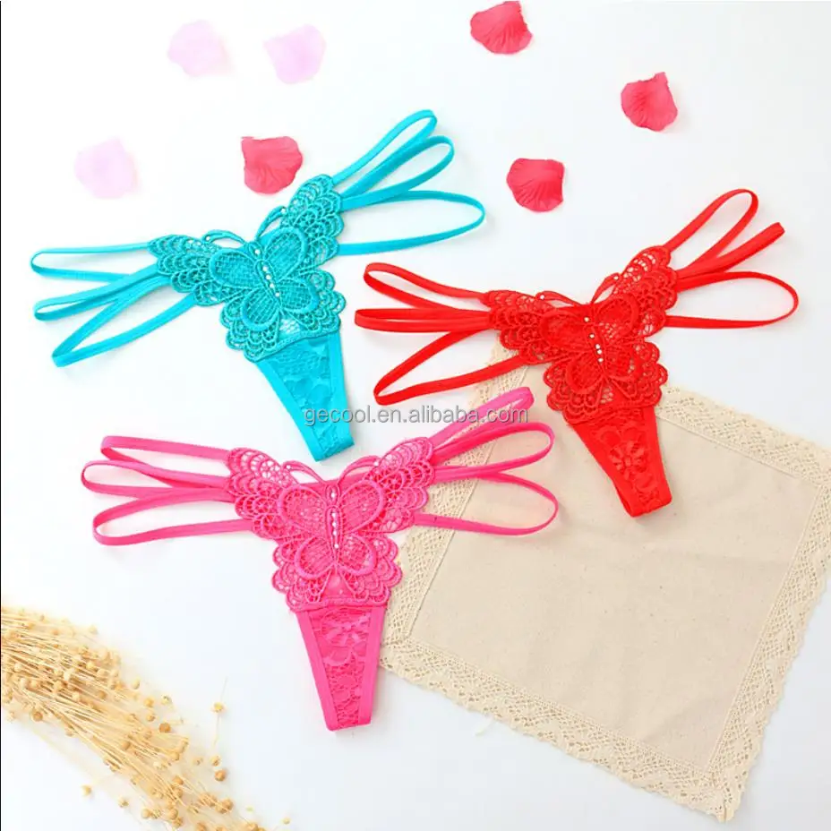 Low Rise Sexy Lace Butterfly Thong Women G-string Panties - Buy Sexy ...
