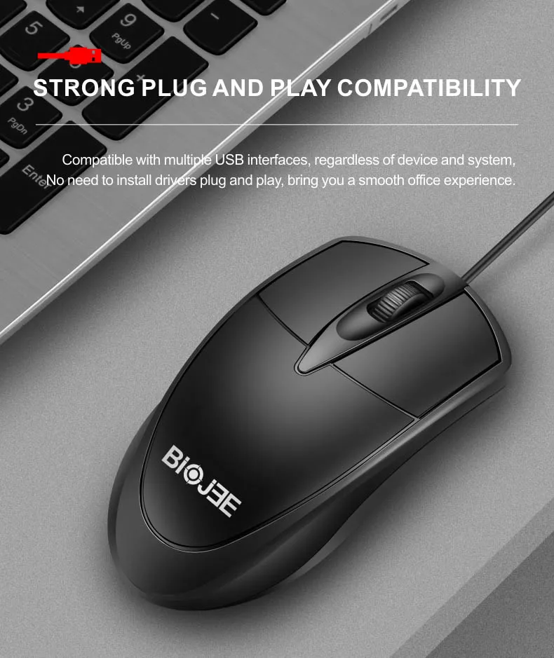 Wholesale DPI1200 Ergonomic USB Wired Optical Mouse for All