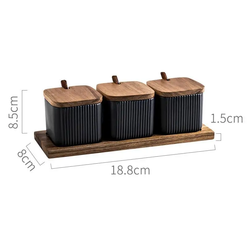 Square Seasoning Pot Household Combination Seasoning Box Ceramic ...