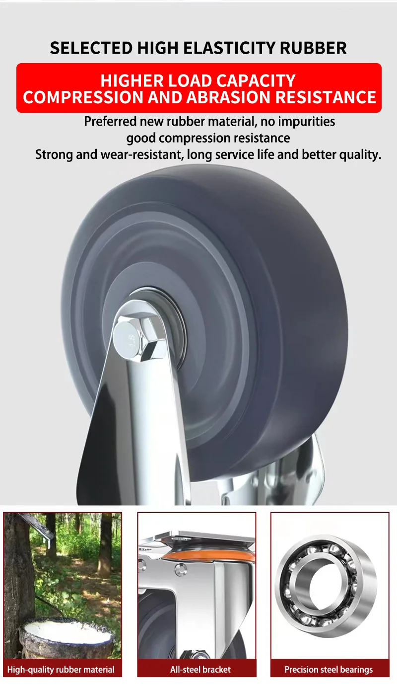Qualified 3"4"5" Stainless Steel Caster Wheels Tpr Wheels Anti-rust ...