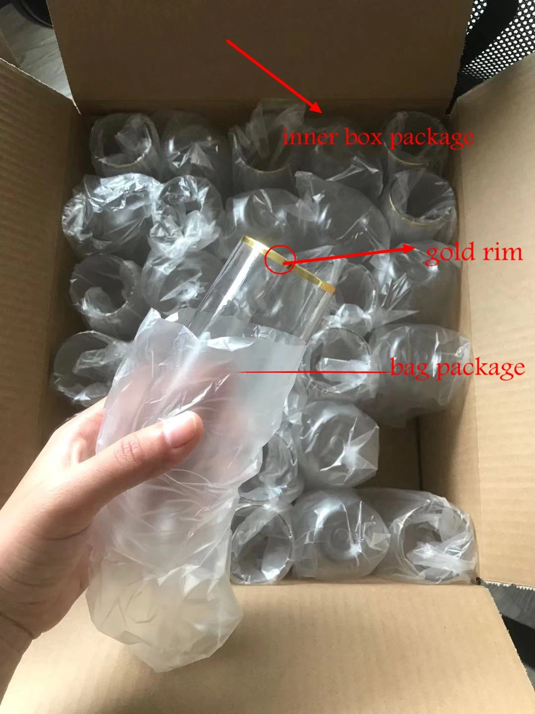 9oz Rose Gold Rim Stemless Champagne Flutes Durable Glass Mimosa ...