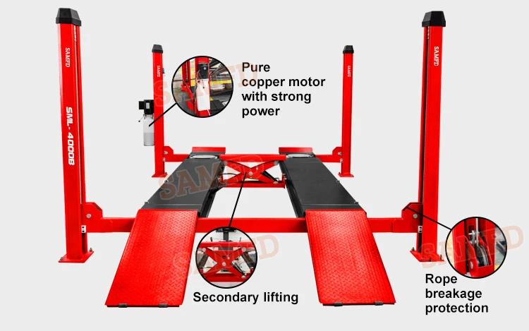 SAMFD CE Approved Hydraulic Wheel Alignment Car Lift 4 Post