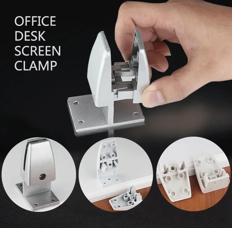 Office Desk Screen Clamps - Secure Your Glass Shellf