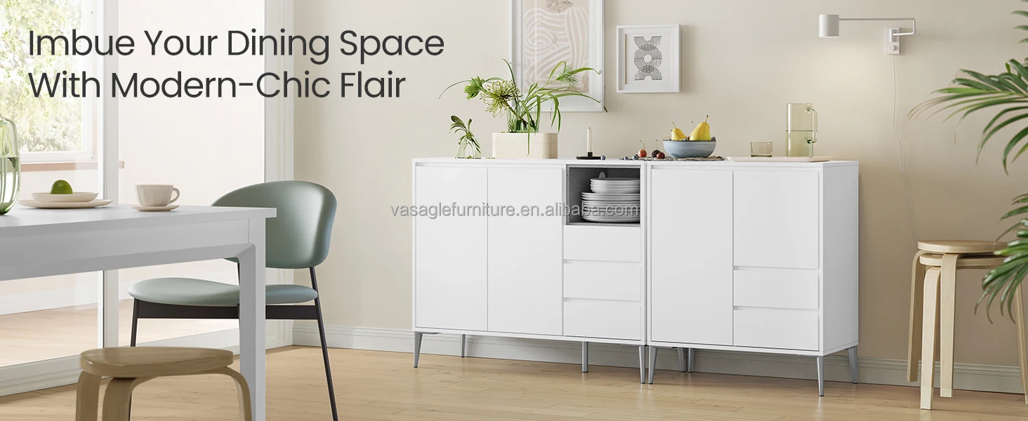 VASAGLE Living Room Modern Buffet Table - Wood Sideboard