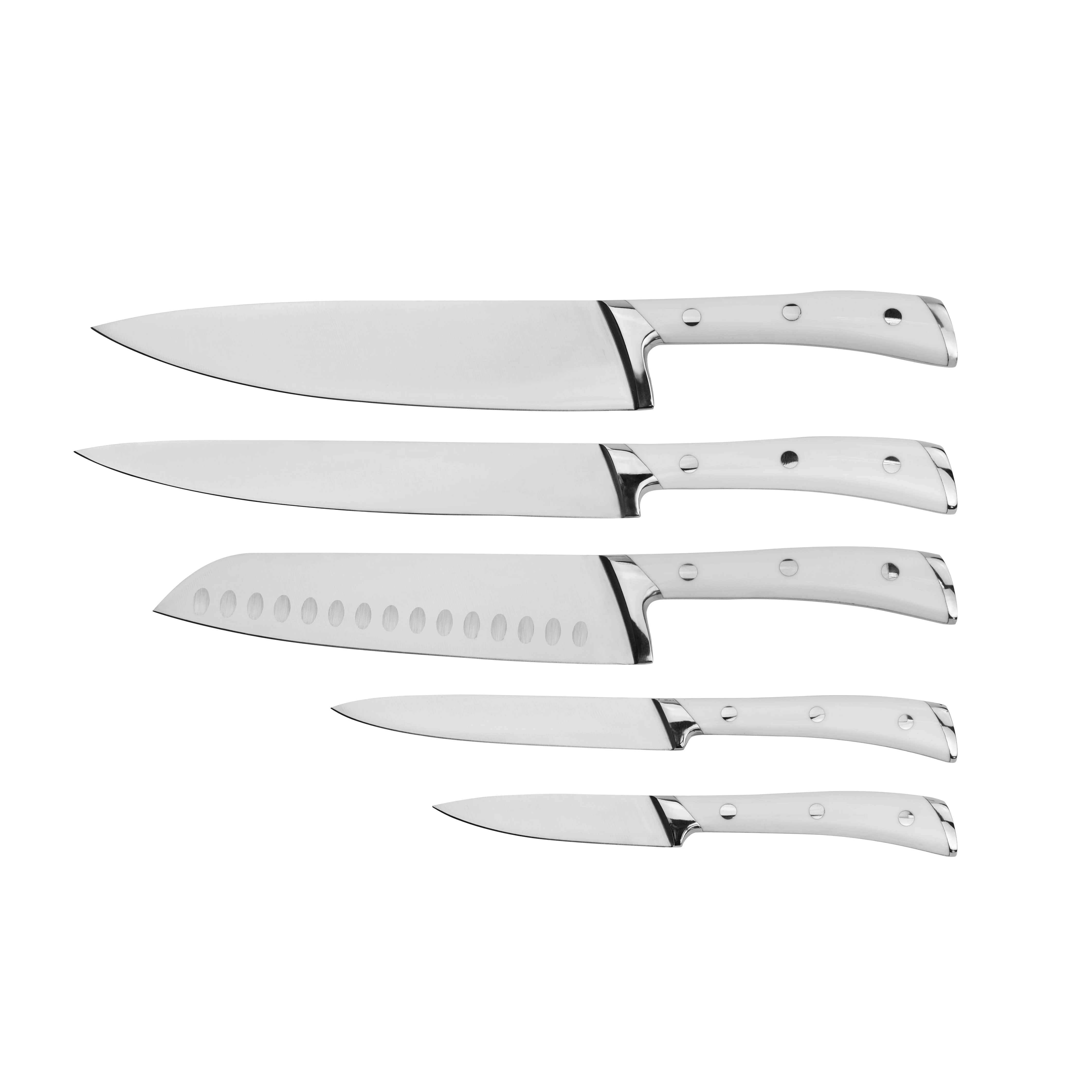 Popular New Series White Color 5 Pcs Stainless Steel Kitchen Knife Set ...