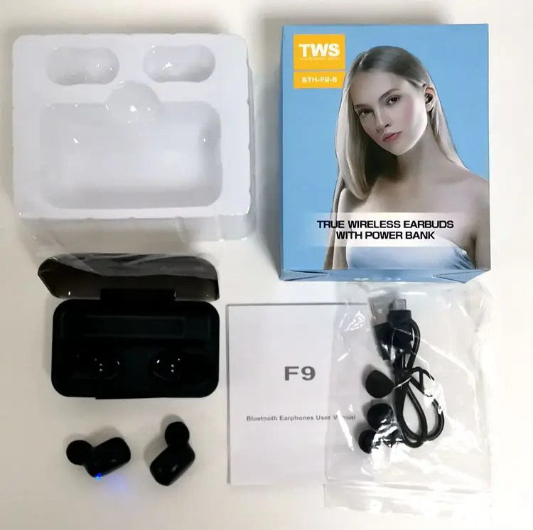Original F9 Tws Earphones 9d Hifi Stereo Waterproof In Ear Headphone Bt ...