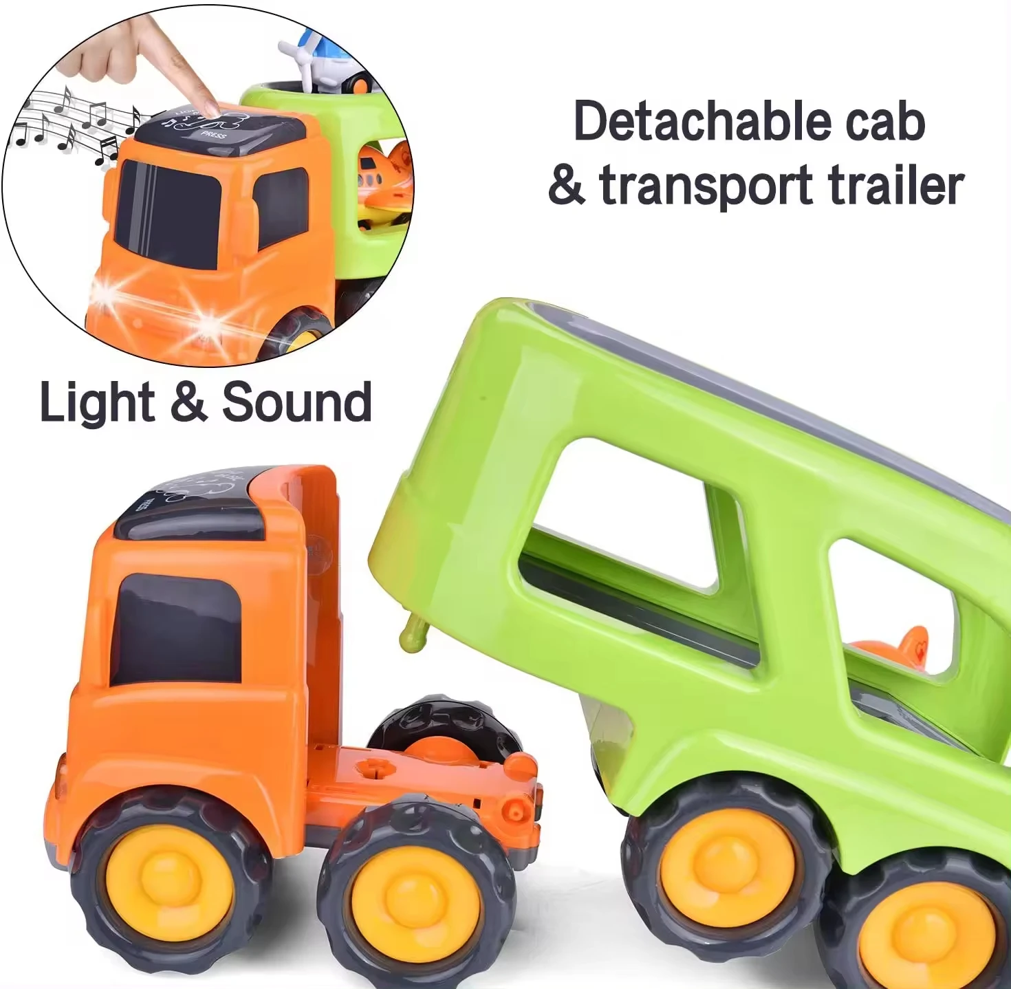 Friction Powered Car Carrier Truck Toy For Kids With Lights And Sounds ...