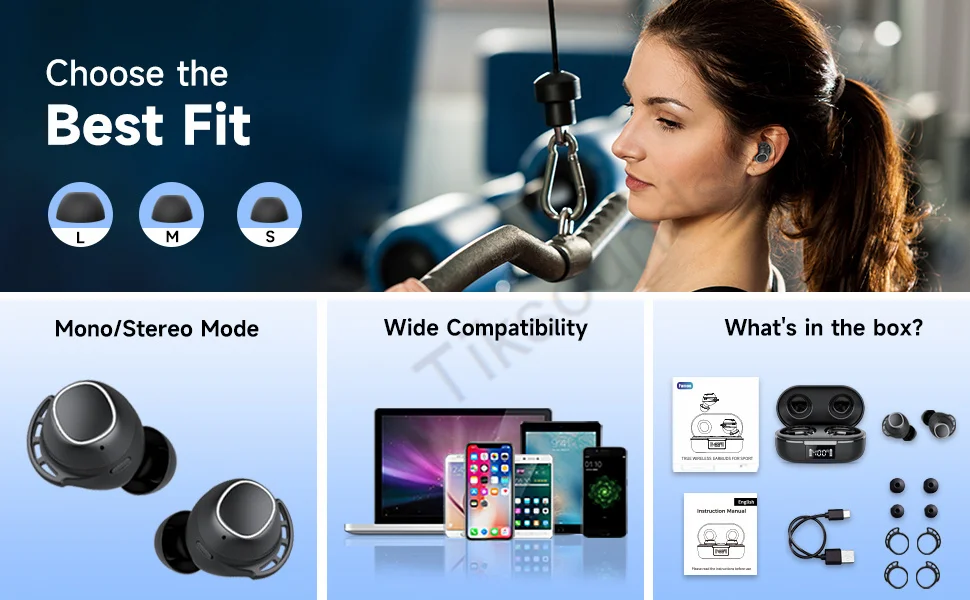 Famoo Wireless Earbuds Blue Tooth Headphones 42h Playtime With Led ...