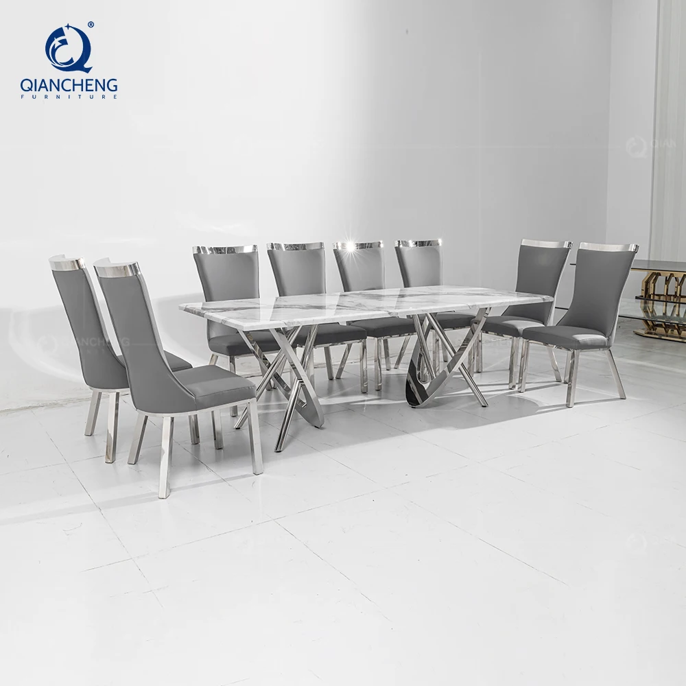 Qiancheng Minimalist Complete Marble Dining Set 200cm Luxus Esstisch ...