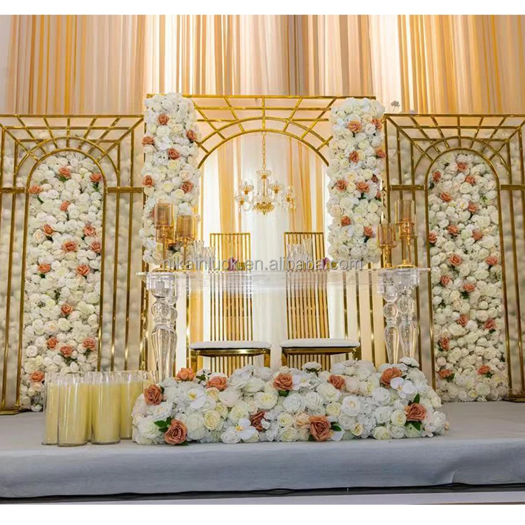 Grand Wedding Backdrop Frame Stainless Steel Metal 3 Pieces Arch Stands ...