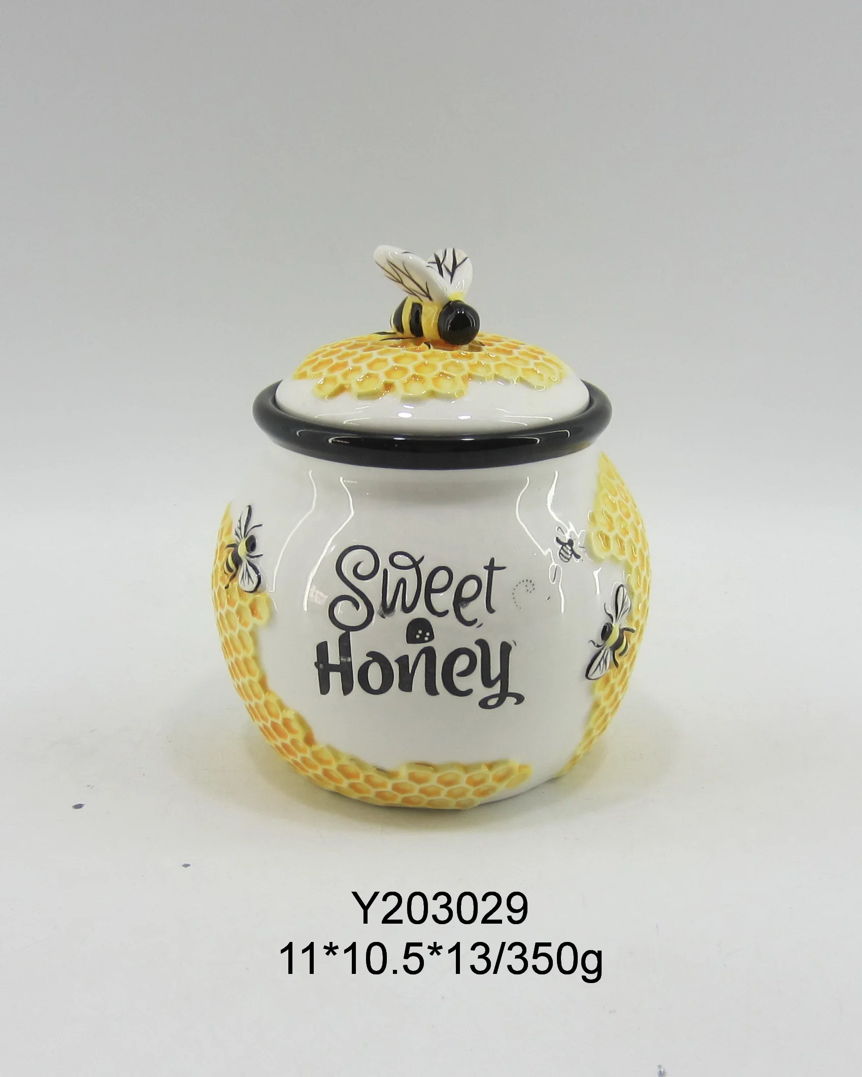 Customized Ceramic Beehive Honey Jar with Lid Bee Design Honey Pot ...