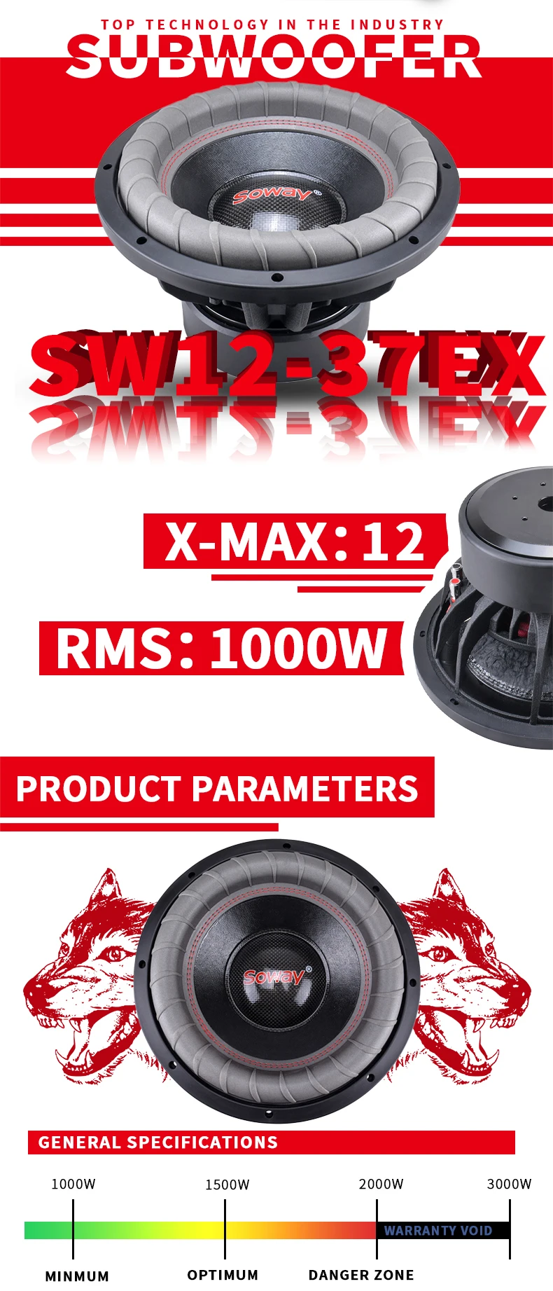Sw12-37ex Car Subwoofer 12 Inch Max Power 2000w Rms For Woofers ...