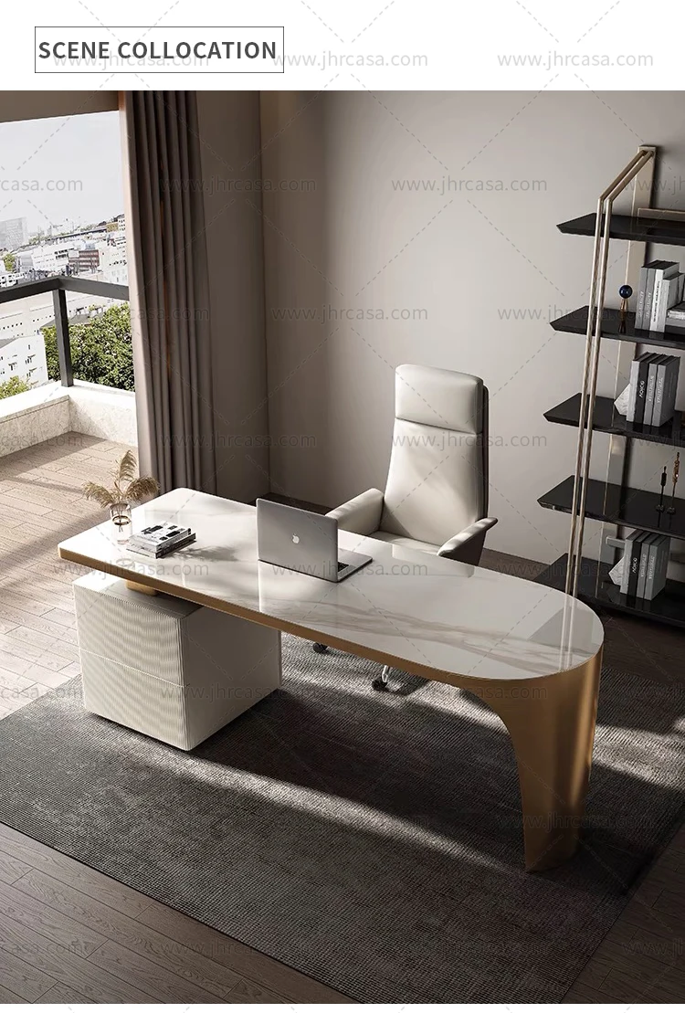 Modern Executive Office Desk Sintered Stone Top Computer Table Home ...