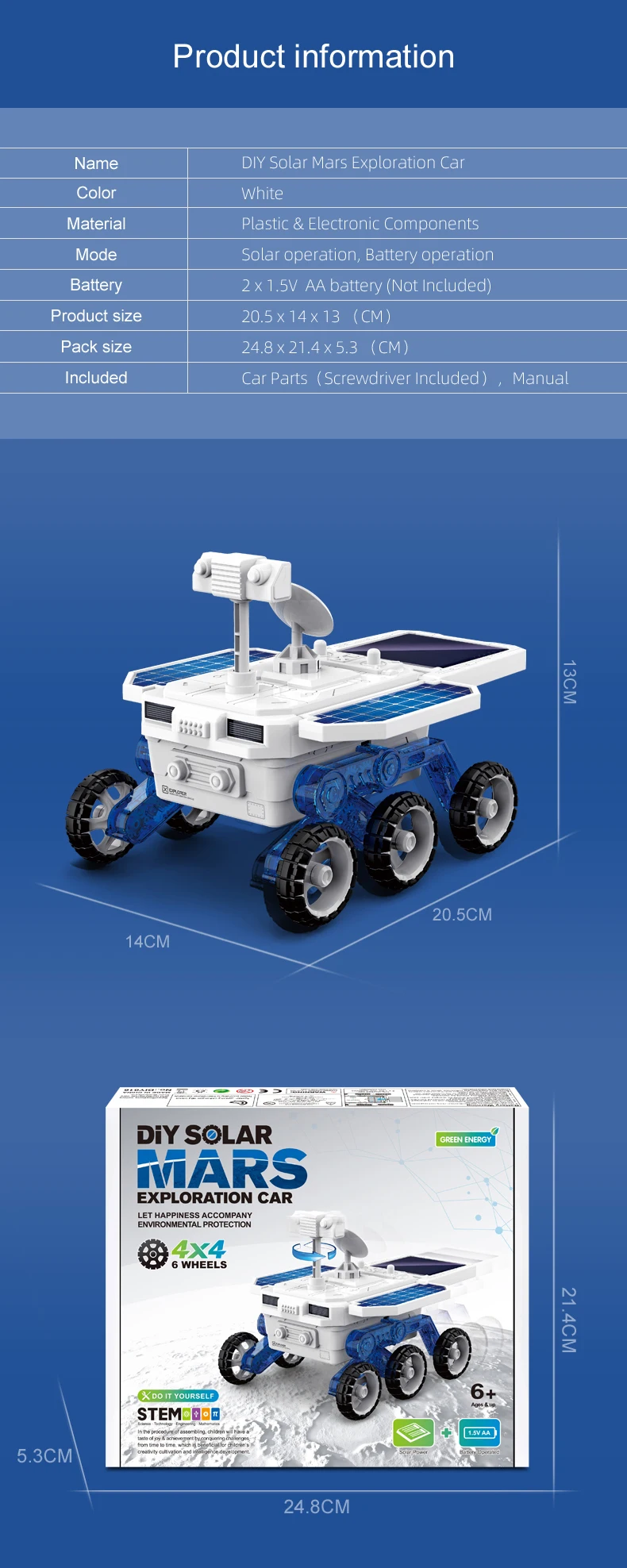 Qs Toy Diy Solar Planet Rover Mars Exploration Car Stem Education ...