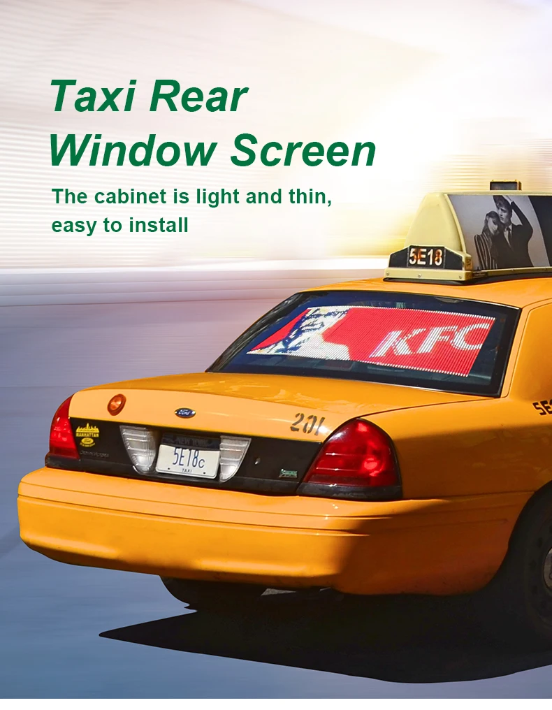 Led Display Taxi Rear Window Player Transparent Display For Car Led Car ...