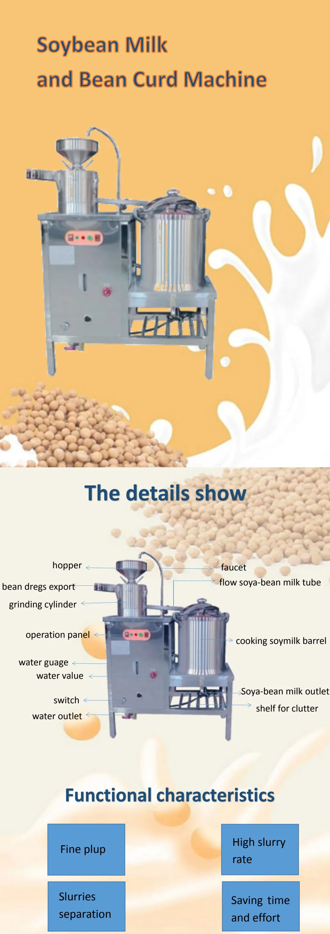 Hot Sale Soybean Milk Making Soybean Grinding Machine Tofu Coagulation ...