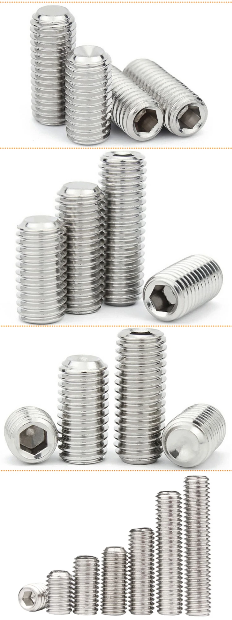 Din 916 Stainless Steel Hexagon Socket Grub Set Screw M6 Slotted ...