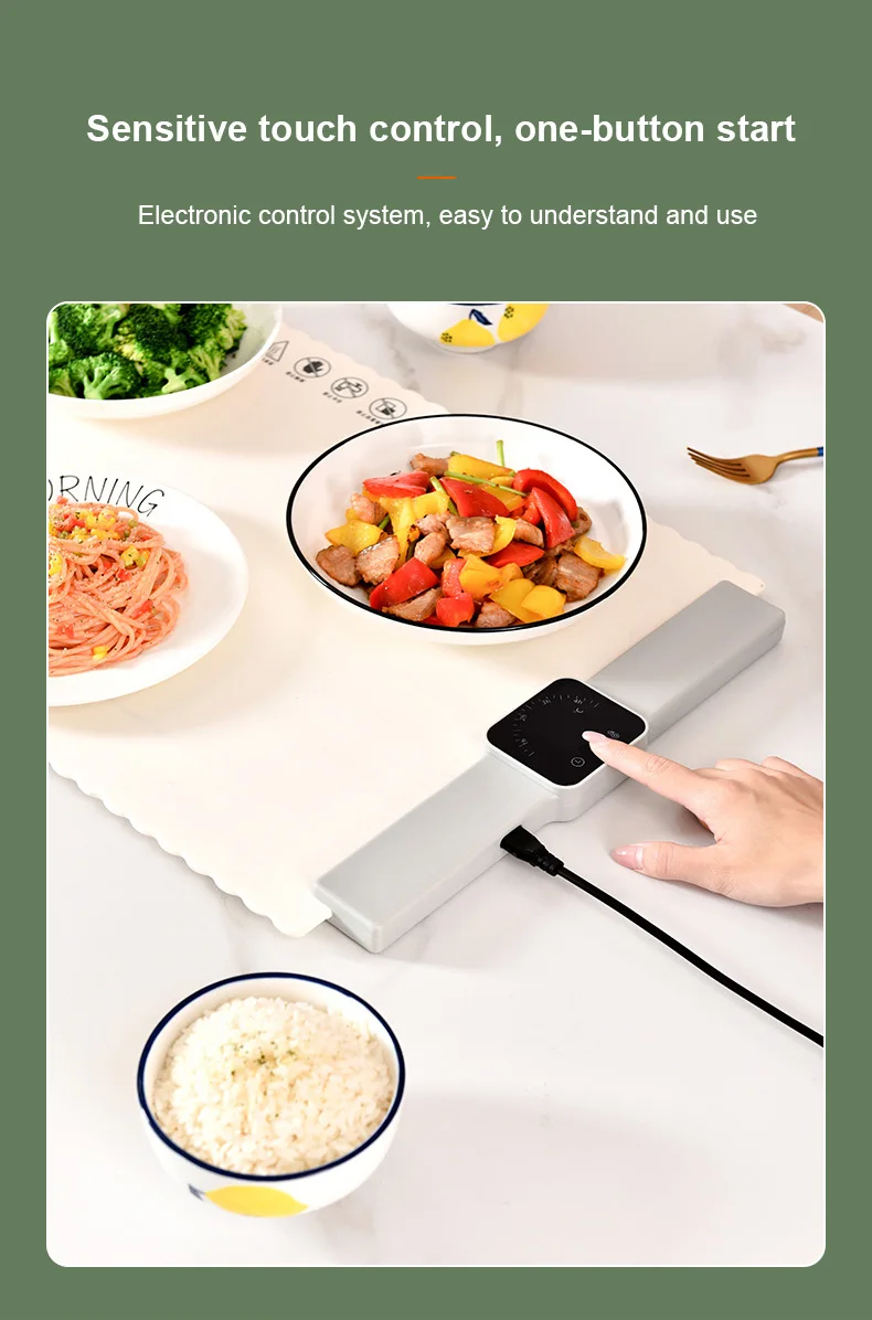 2024 New Foldable Silicone Food Warming Tray Silicone Electric Heating ...