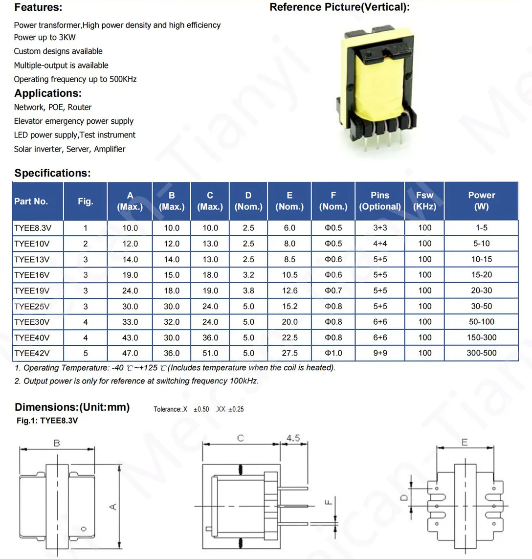 Ee13 High-frequency Transformer Ei Coil Structure Ac Output 110v Input 380v/400v/415v/440v/200v ...