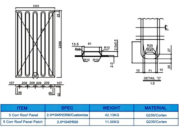 2.0mm Corten Steel Container Roof Panel for Patching or Building ISO ...