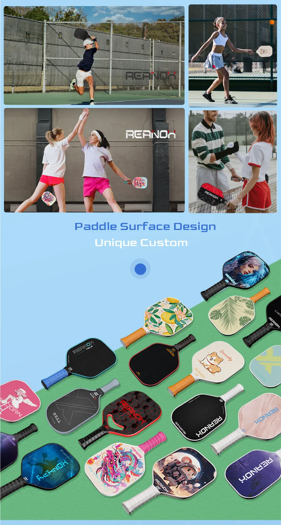 REANOX New Design Pickleball Set Balls Usapa Custom Paddle Racket ...