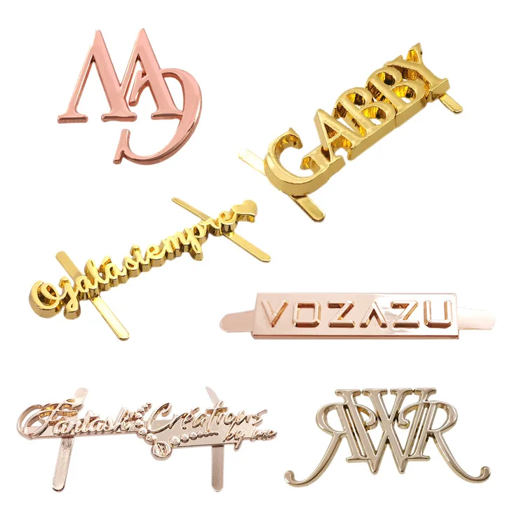 Rewin Custom Metal Logo Labels For Handbags Zinc Alloy Brand Logo Label ...