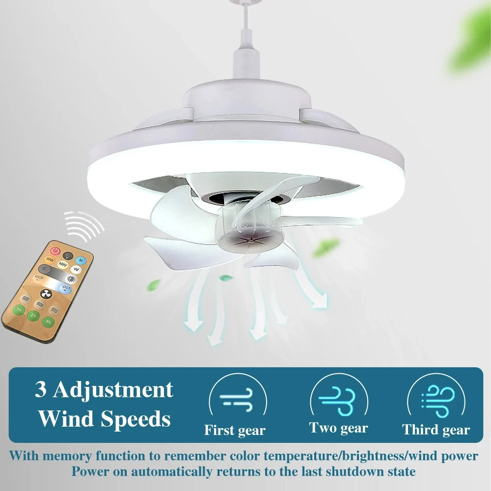 360 Led Silent Ceiling Fan Light E27 Screw Moving Head Fan Light Rgb ...