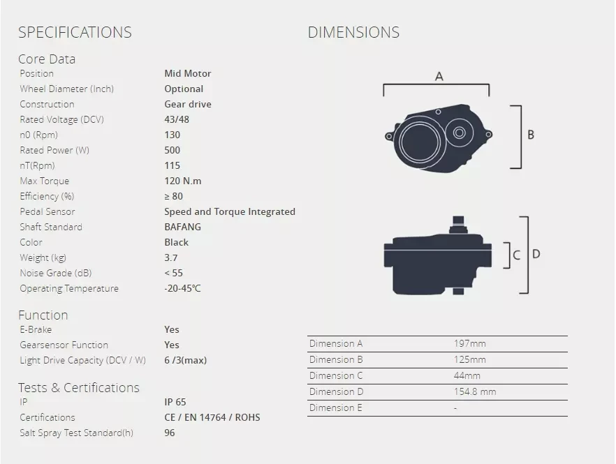 Bafang Mid Drive Motor Kits M600 G521 36v 48v 350w 500w For The ...
