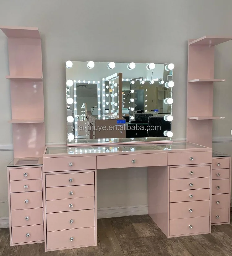 IN STOCK!!! Pink 13-Drawers Vanity Table with Bluetooth Mirror