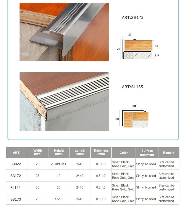 Foshan Supplier JECA Stainless Steel Stair Nosing Strips for Stair Non ...