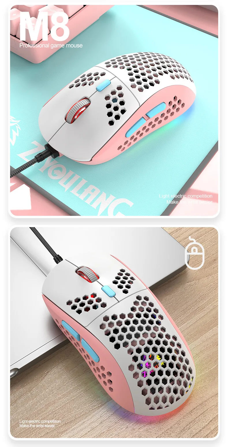 M8 RGB Gaming Mouse - 6400 DPI, Lightweight, and Colorful