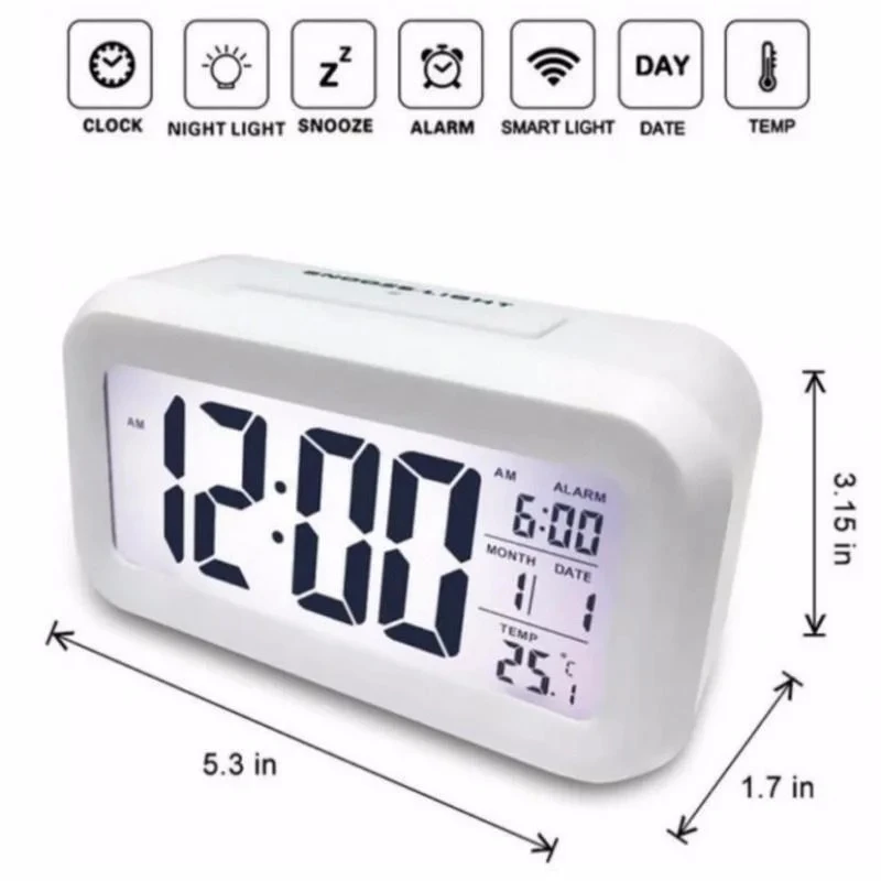 Mini Music Digital Alarm Clock Backlight Snooze Mute Calendar Desktop ...