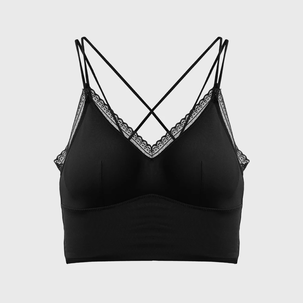 Eazmol Push Up Sexy Black Lace Padded Bra String Bra Mature Women Bra ...