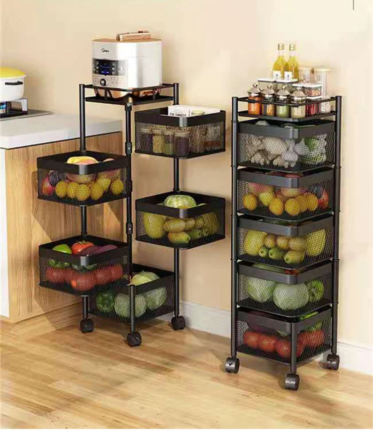 Stainless Steel Rolling Round Kitchen Trolley With Multiple Layers For ...