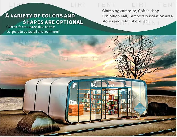 6m Modern Modular Glamping Capsule Box Hotel Tents for Coffee Shop