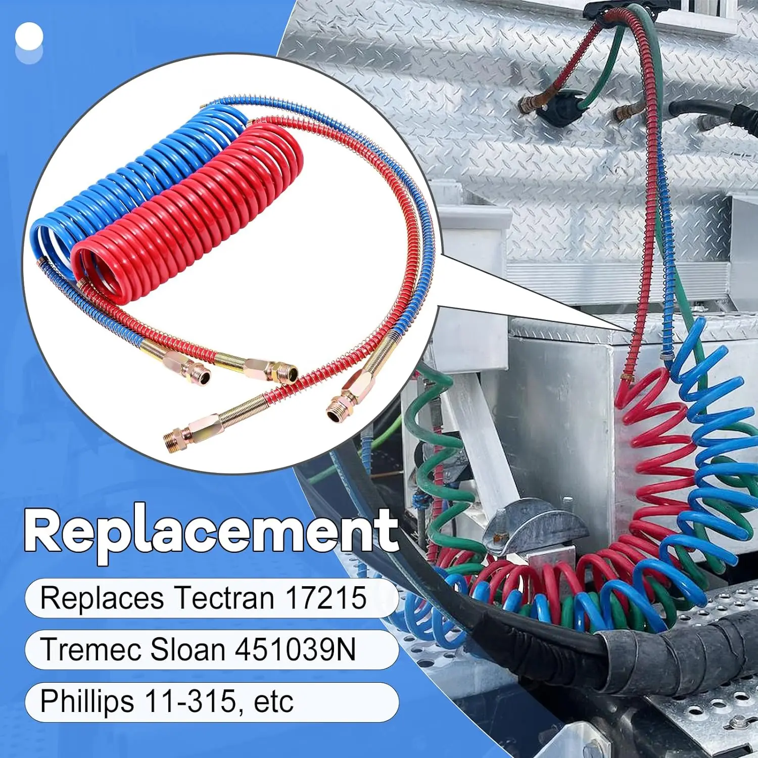 15FT Suzi Coiled Air Brake Hose Air Brake Coiled Short Tail Assembly ...