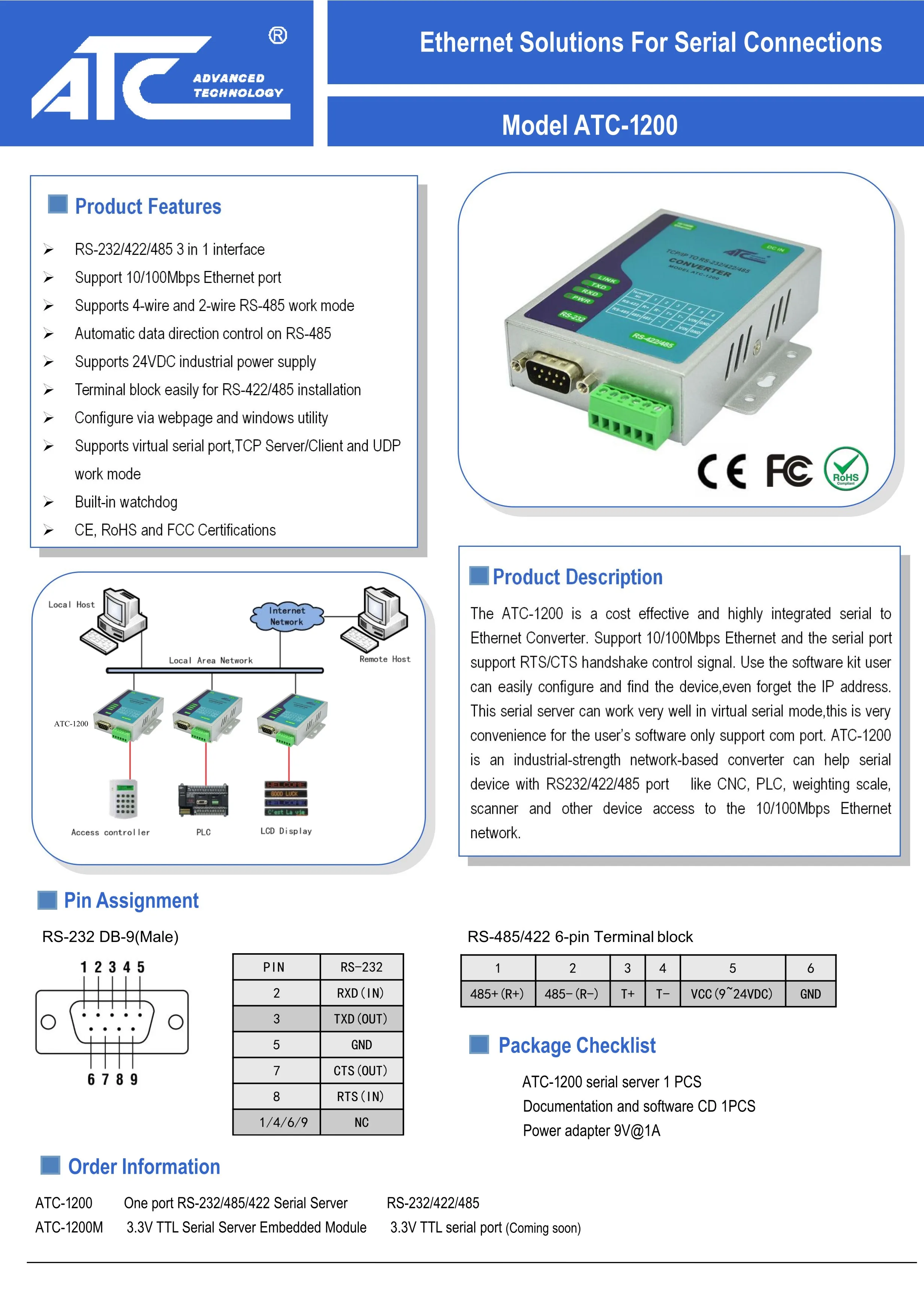 RS485 to Ethernet Converter (ATC-1200) - Reliable & Efficient