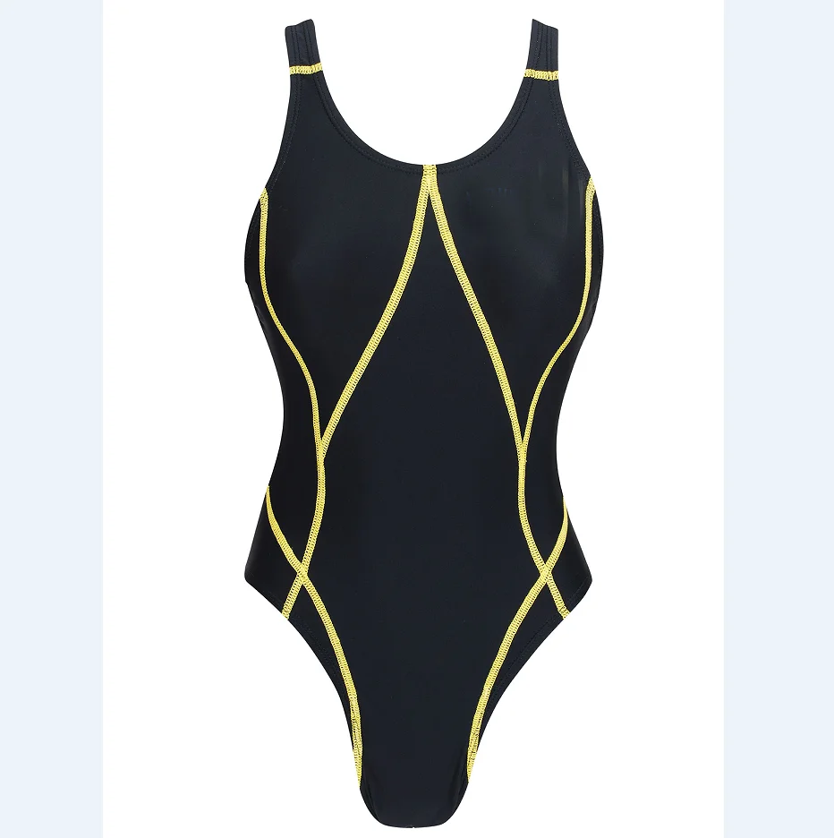 Customized Ladies Bodysuit One Piece Swimwear Black Beach Dress Anti-UV ...