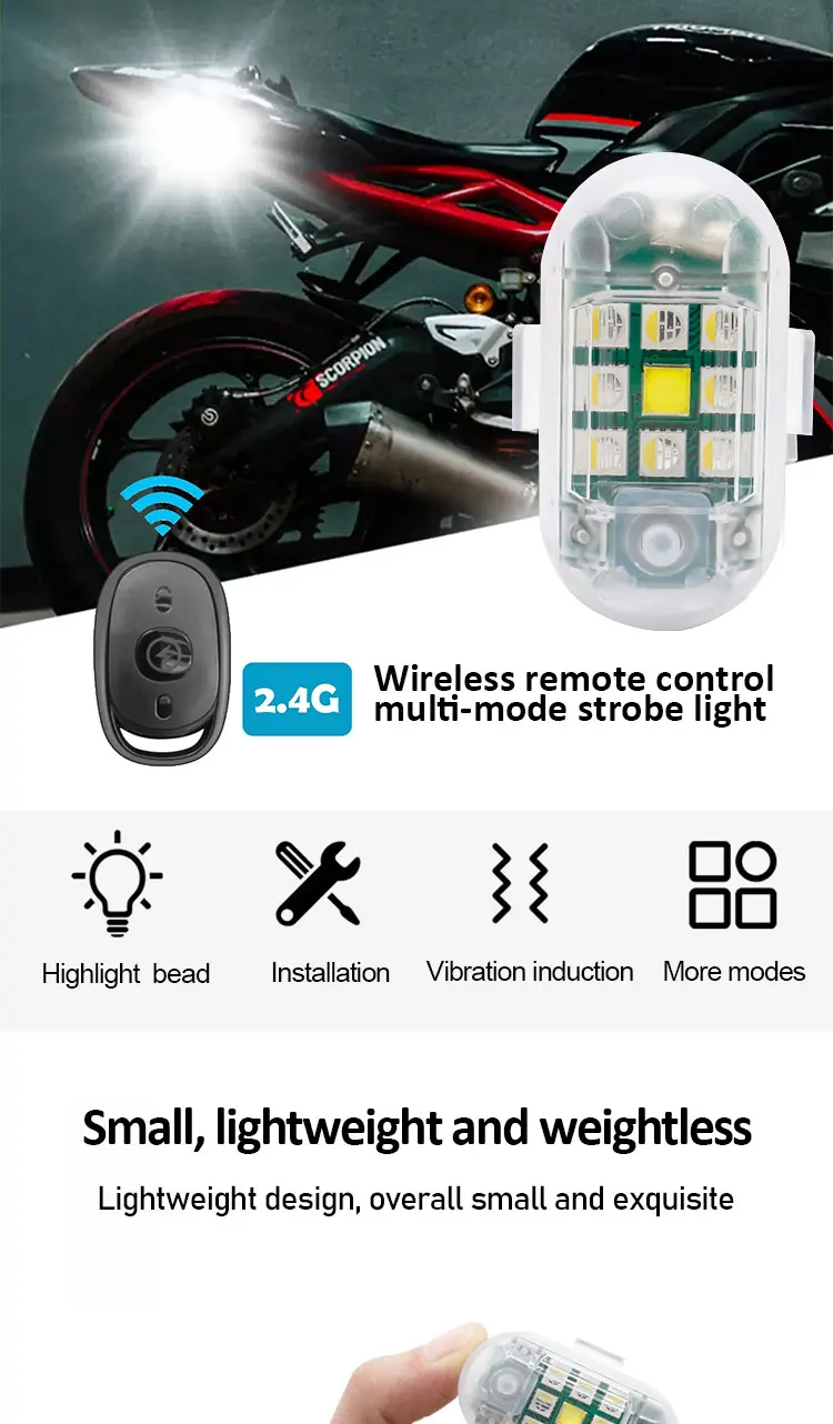 M3 Remote Control Shade Motorcycle Strobe Light - 7colors