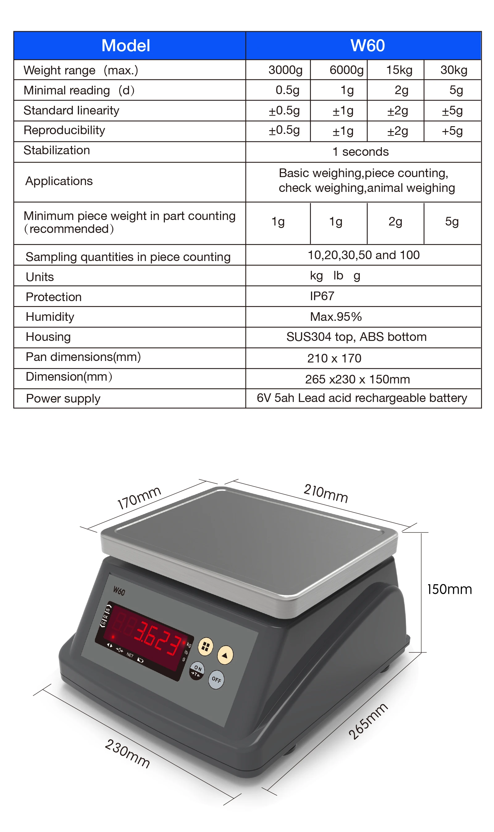 High Precision Weighing Scale - 30kg Stainless Steel Balance