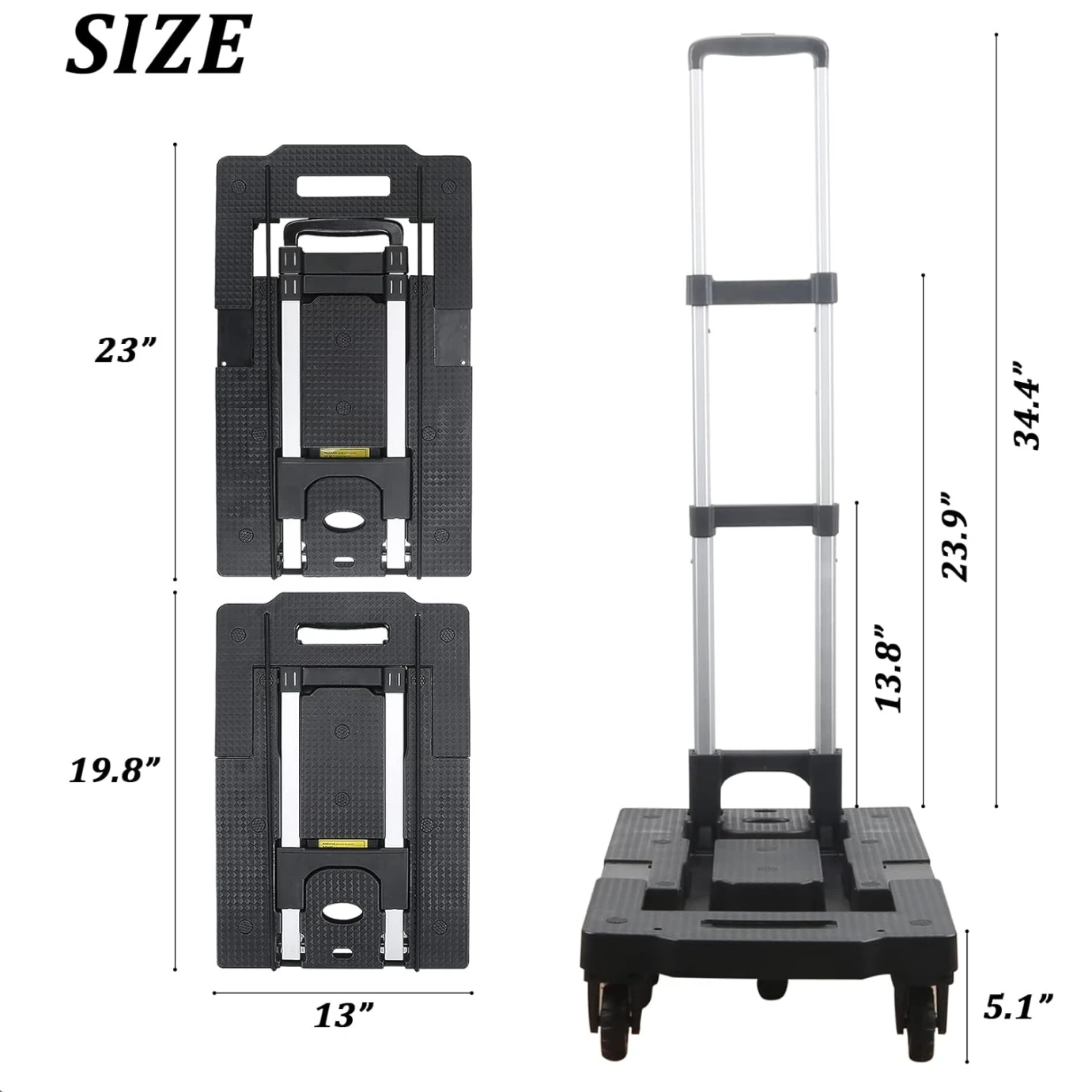 7-wheel Trolley 150kg Capacity Portable Folding Heavy-duty Hand Truck ...