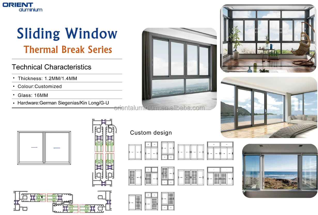 Angola 4x4 Size Slide Aluminium Windows System for Sale