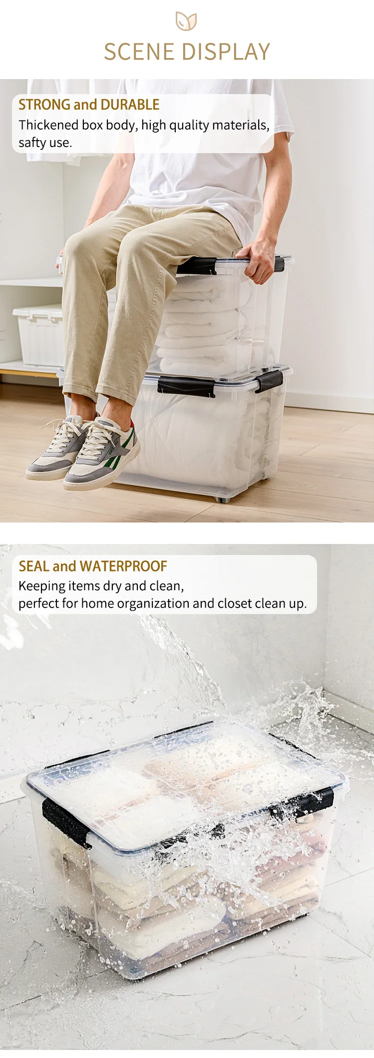 Big Transparent Plastic Storage Bins Airtight Keep Fresh Container Box ...