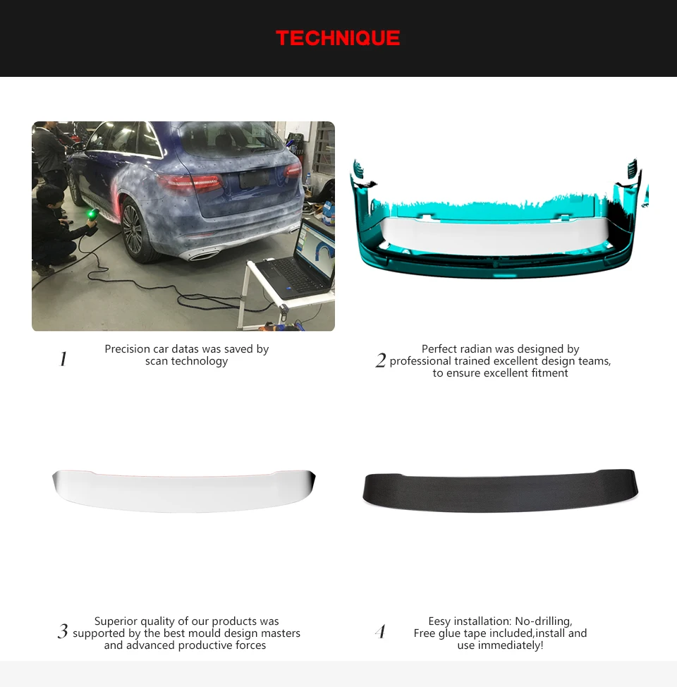 Carbon Fiber Rear Roof Spoiler for Volkswagen T6 Multivan 2015-2020 ...
