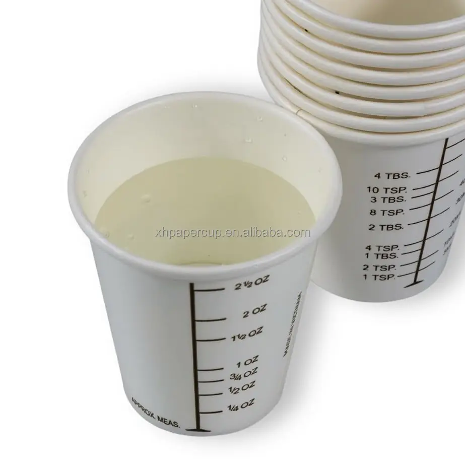 3 oz Disposable PE Coated Paper Cups Clear Graduated Measurements for ...
