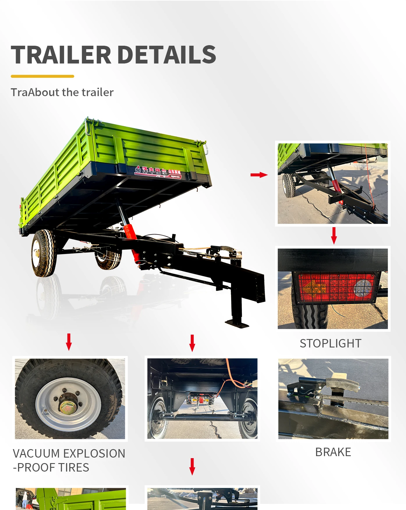 New Style 3ton Tractor-Trailed European Style Dump Farm Tractor Trailer ...