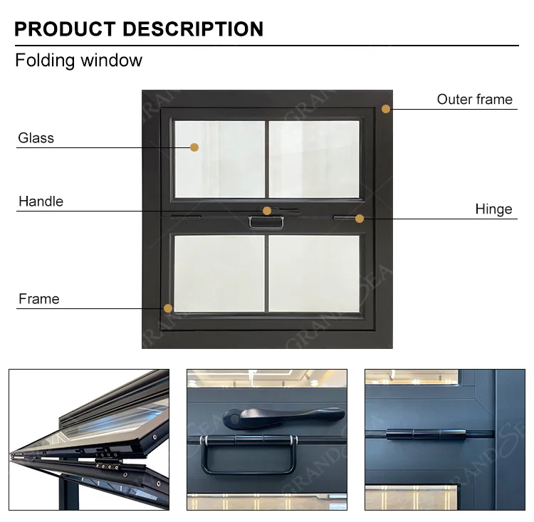 Customized NFRC Glass Horizontal Kitchen Bi Folding Window